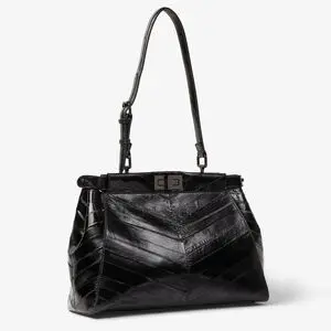 Fendi My Peekaboo Medium Black Inlaid Hagfish Leather Bag